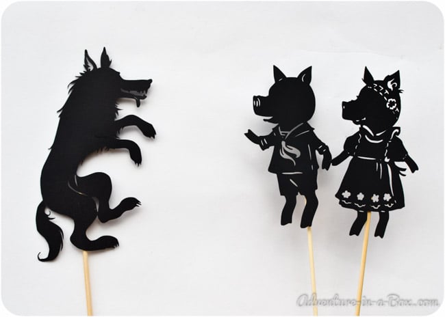 Three Little Pig Shadow Puppet Printables - Adventure in a Box