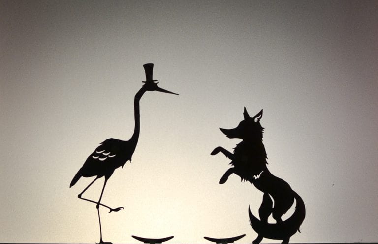 The Fox and the Crane: 4 shadow puppets