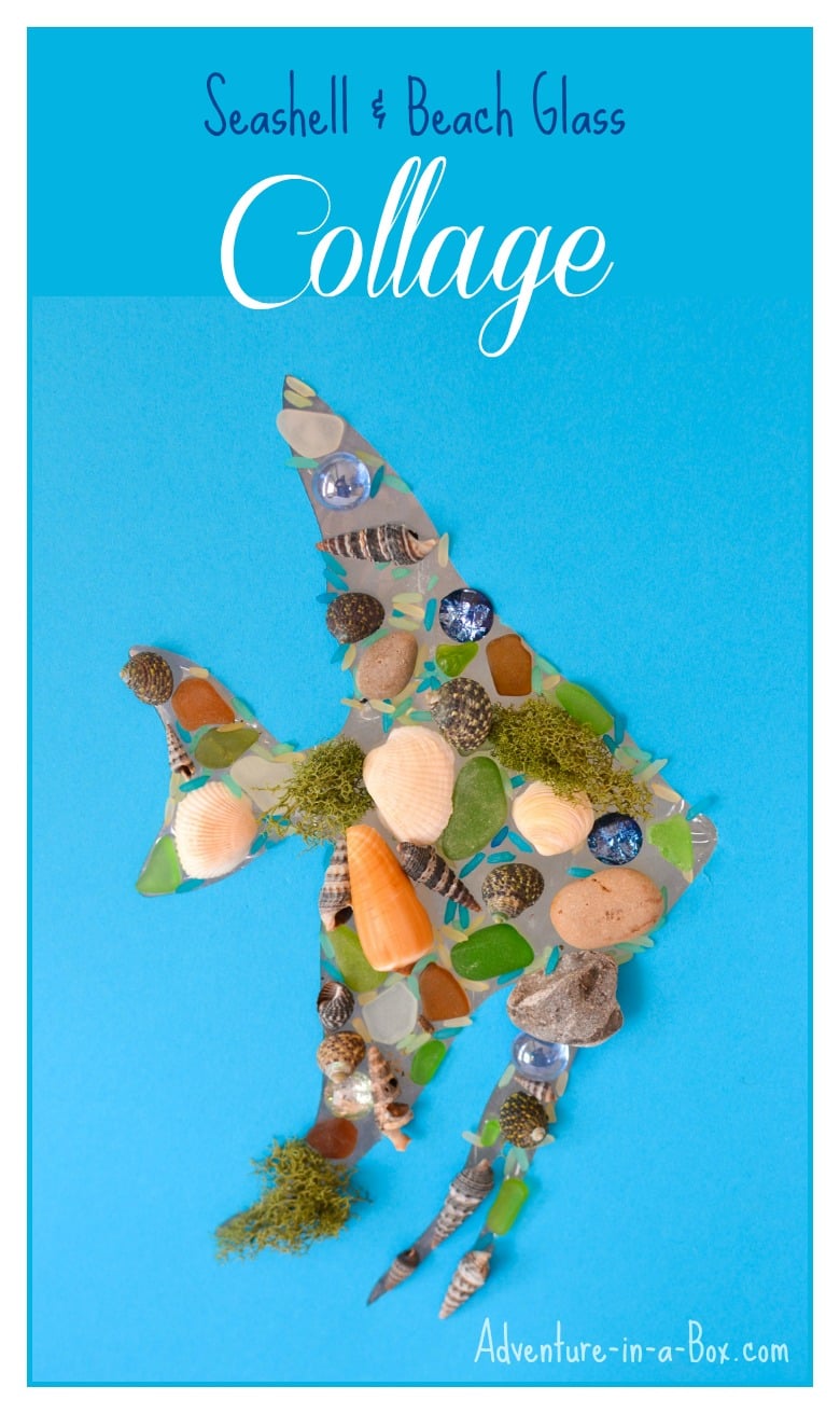 Make-a-collage-with-seashells-and-sea-glass-pinterest | Adventure in a Box