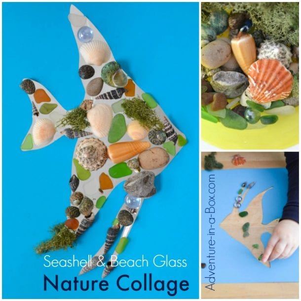 Seashell and Beach Glass Nature Collage