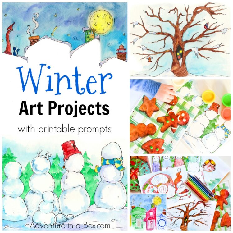 winter-art-projects-with-printable-prompts-fb | Adventure in a Box