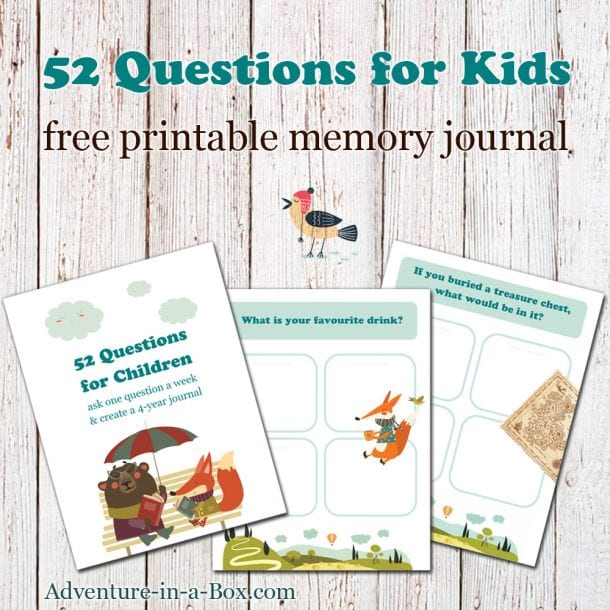 52 Questions for Children: Free Printable Template for a Q&A Journal ...