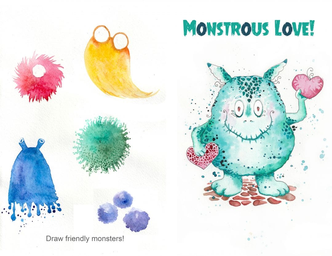 Friendly Monster Free Printable Card + Colouring Page + Art Prompt ...