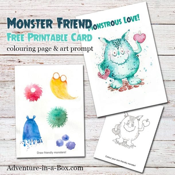 Friendly Monster: Free Printable Card, Colouring Page & Drawing Prompt