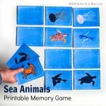 Sea Animals Printable Memory Matching Game for Kids