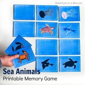 Sea Animals Printable Memory Matching Game for Kids