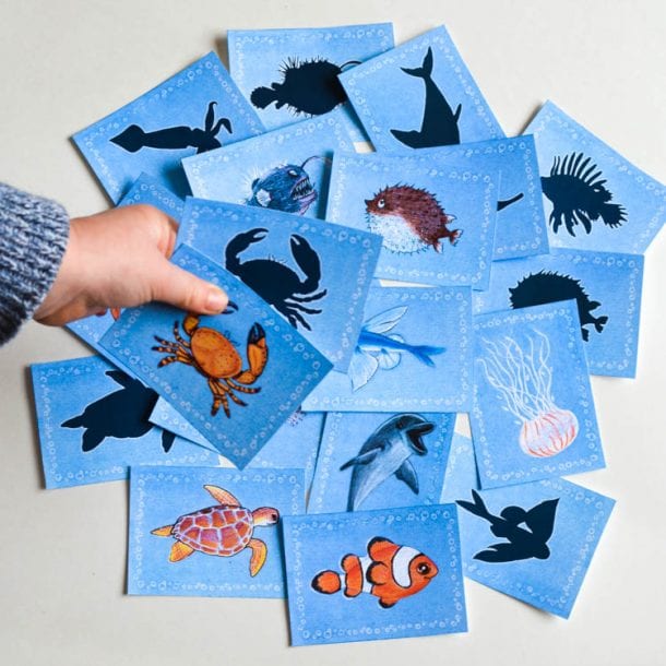 Sea Animals Printable Memory Matching Game for Kids