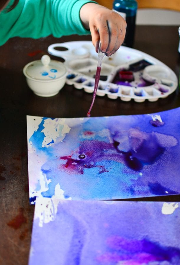 How to Paint Space in Watercolours with Kids
