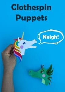Clothespin Puppets: Free Printable Unicorn & Dragon Designs | Adventure ...