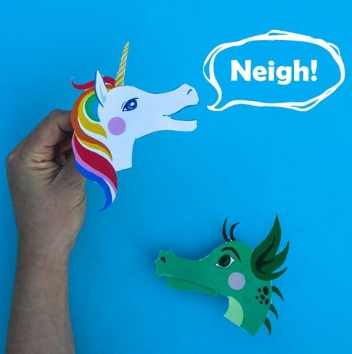 Clothespin Puppets: Free Printable Unicorn & Dragon Designs | Adventure ...