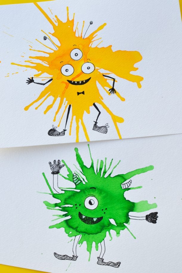 Watercolour Monster Straw Painting Art