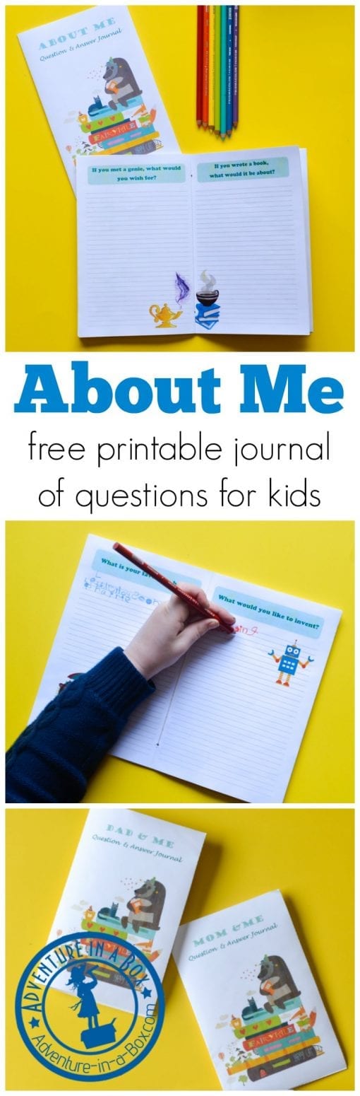 About Me: Free Printable Q&A Journal of Writing Prompts for Kids
