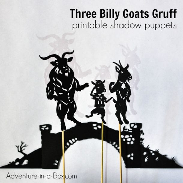 Three Billy Goats Gruff: Shadow Puppet Play with Printables