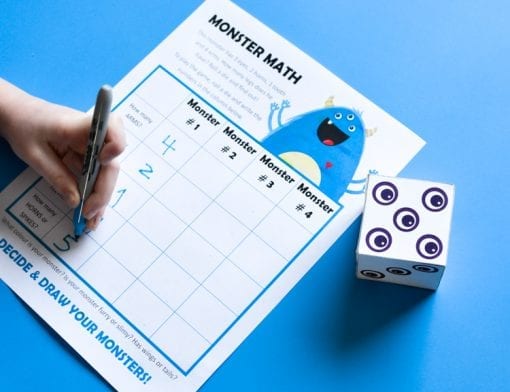 Monster Math: Printable Game of Art and Numbers for Kids