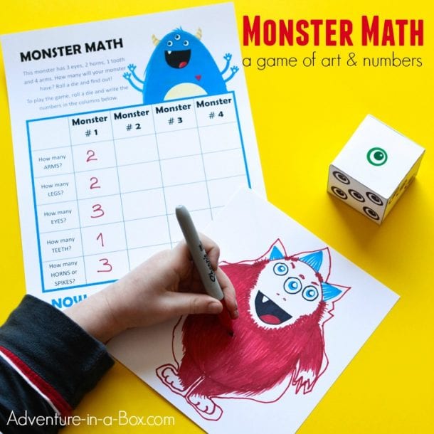 Monster Math: Printable Game of Art and Numbers for Kids