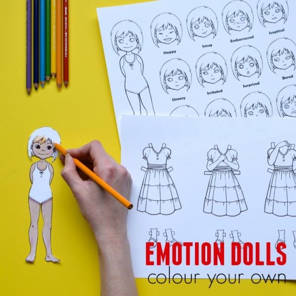 Emotion Dress-Up Paper Doll: Colour Your Own | Adventure in a Box