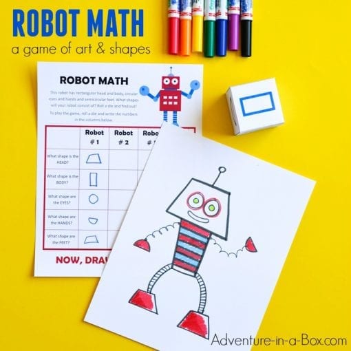 Robot Math: Printable Game of Art & Geometric Shapes for Kids