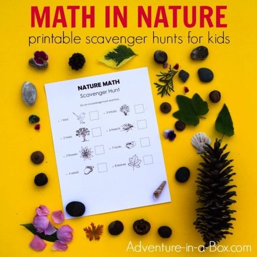 Nature Math Scavenger Hunt for Kids: 4 Printable Lists | Adventure in a Box