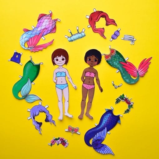 Mermaid Paper Dolls with Printable Templates | Adventure in a Box
