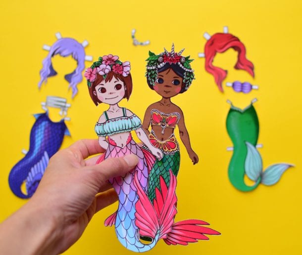 Mermaid Paper Dolls: Printable Template | Adventure in a Box