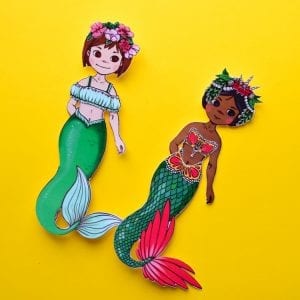 Mermaid Paper Dolls with Printable Templates | Adventure in a Box