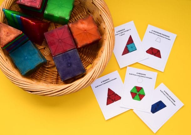 Magnetic Tiles Idea Cards: 2D Geometric Shapes | Adventure in a Box