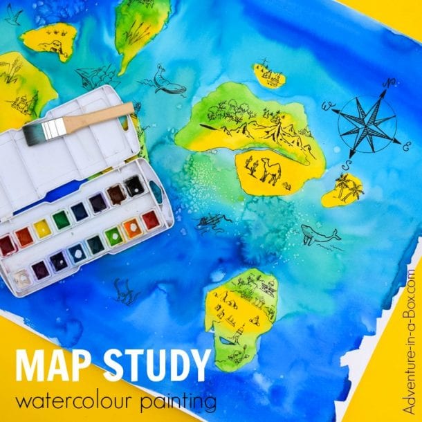 Map Study Watercolour Painting with Children