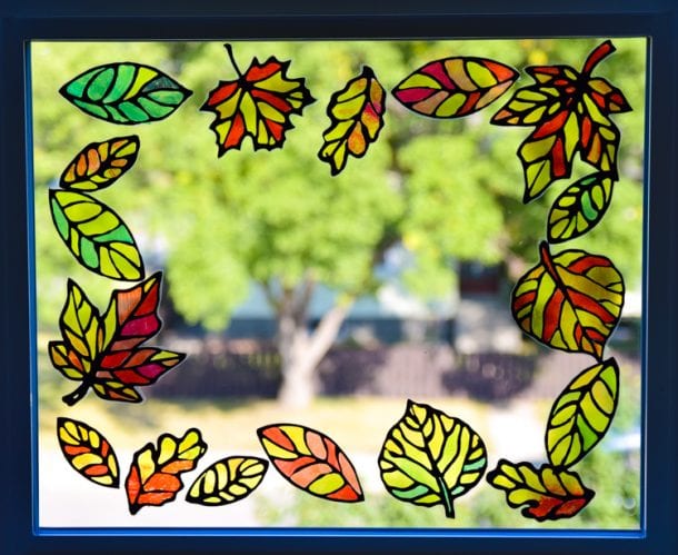 Fall Leaf Suncatchers with Free Printable Templates