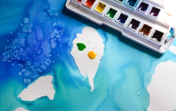 Map Study Watercolour Painting with Children