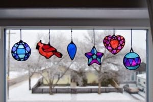 Stained Glass Christmas Suncatchers with Free Printable Templates