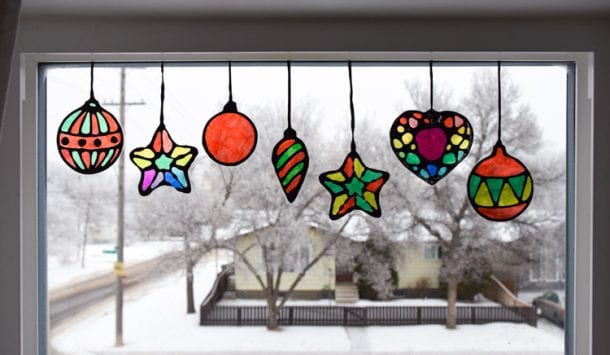 Stained Glass Christmas Suncatchers with Free Printable Templates