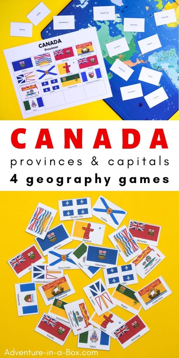 Canada: Provinces, Capitals and Flags - Printable Learning Game