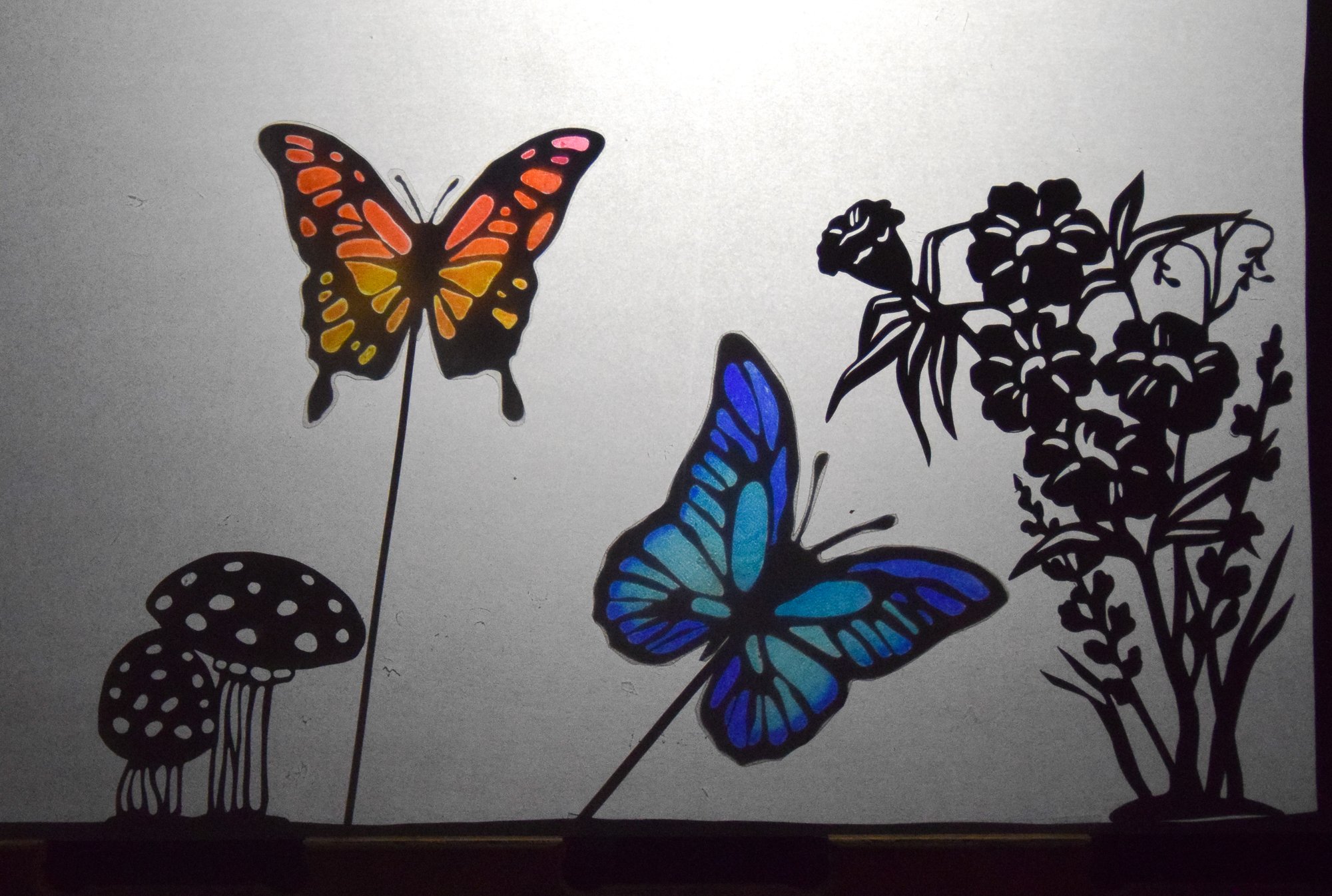 How to Make Colourful Shadow Puppets of Butterflies